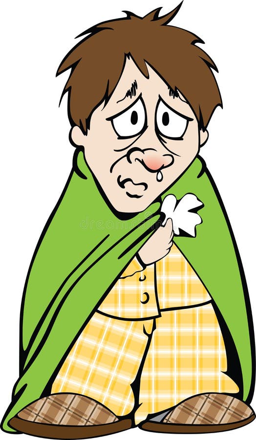 Miserable Male with a Cold stock illustration. Illustration of pyjama ...
