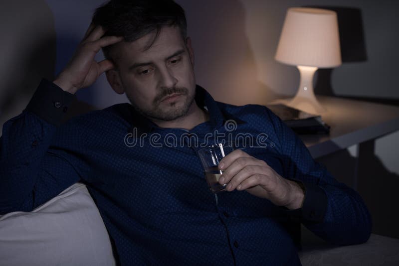 Miserable Man Drinking Alcohol Stock Image - Image of depression ...