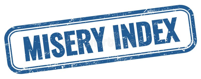 MISERY INDEX Text on Blue Grungy Vintage Stamp Stock Illustration ...