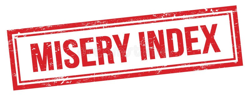 MISERY INDEX Text on Red Grungy Vintage Stamp Stock Illustration ...