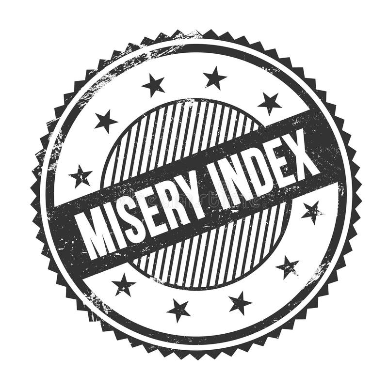 MISERY INDEX Text Written on Black Grungy Round Stamp Stock ...