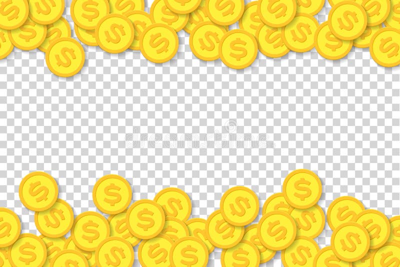 Many Dollars Coins in Flat Style on Transparent Background. Business ...