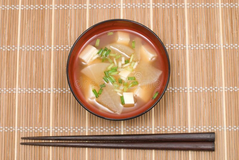 Miso soup stock photo. Image of green, curds, roots, onion - 19949098