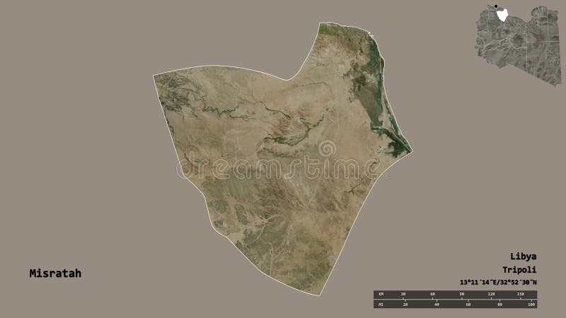 Misratah, District of Libya, Zoomed. Satellite Stock Illustration ...
