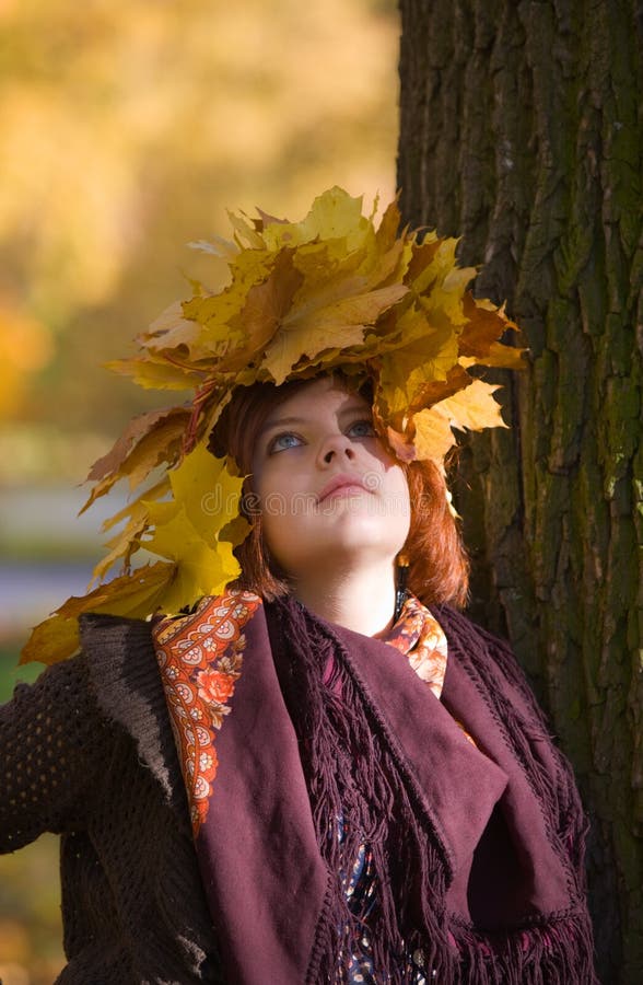 Miss autumn stock photo. Image of scarf, young, maple - 11708166