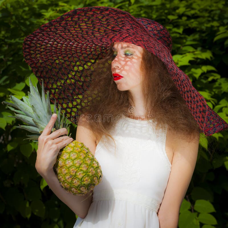 Miss Pineapple stock photo. Image of young, face, stylish - 51741236