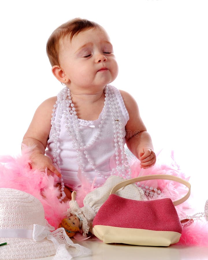 Miss Snooty stock image. Image of girl, fancy, pink, feathers - 13807327