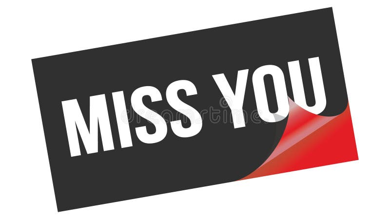 MISS YOU Text on Black Red Sticker Stamp Stock Illustration ...
