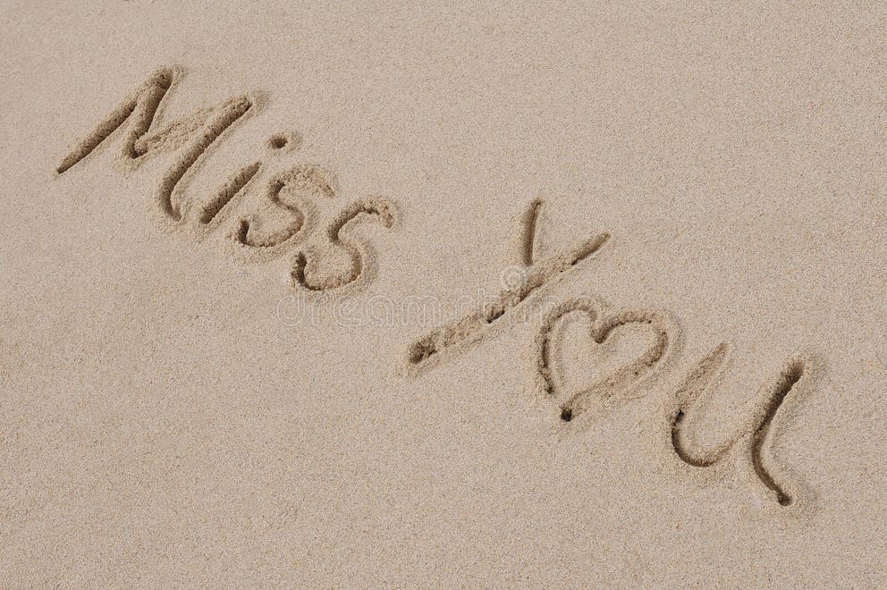 Miss You Written in Sand stock image. Image of vacation - 20732777