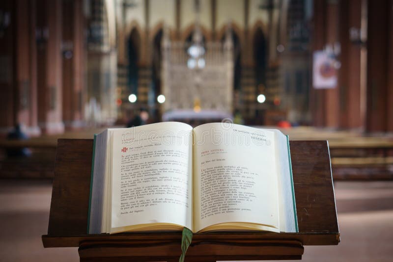 Missal Opened and Displayed in a Church, Italy Stock Photo - Image of ...