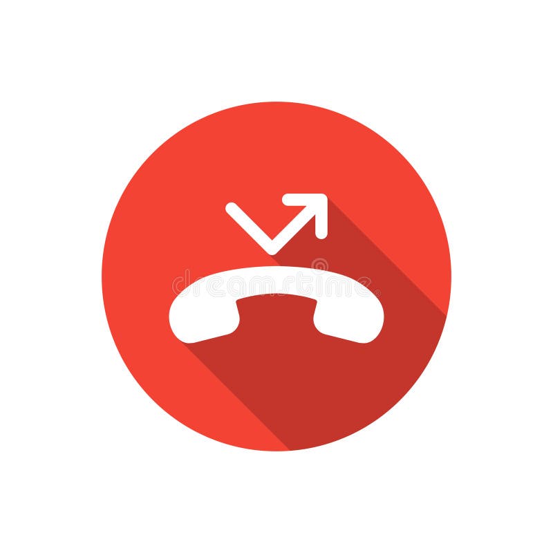 Missed Call Phone Icon with Long Shadow Stock Vector - Illustration of ...