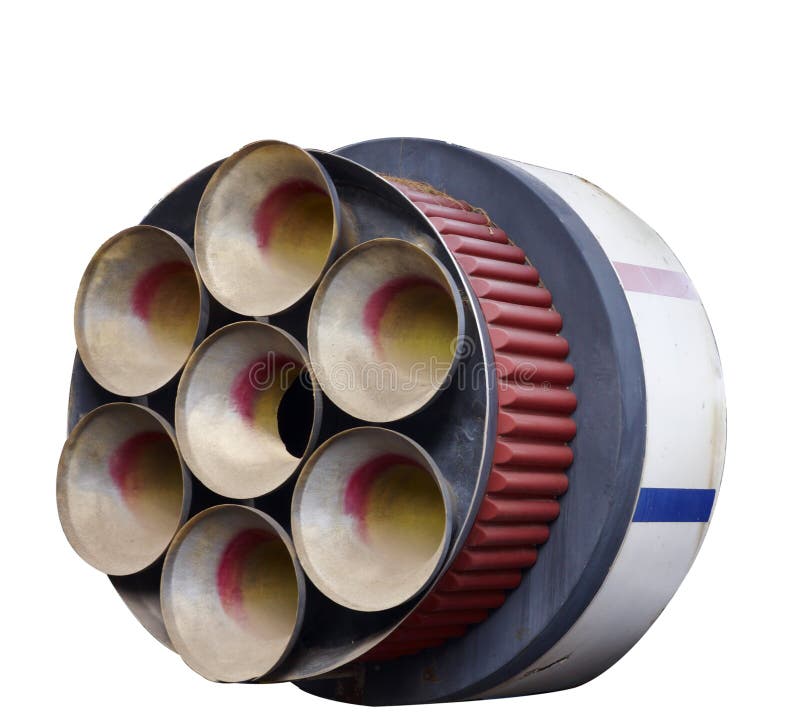 Missile Engine First Step of Space Rocket. Close Up. on Sky Background ...