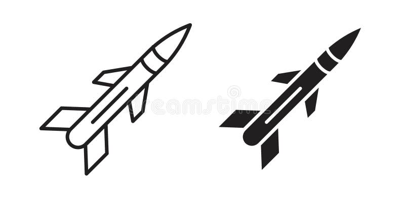 Missile thin line icon set stock vector. Illustration of explosive ...