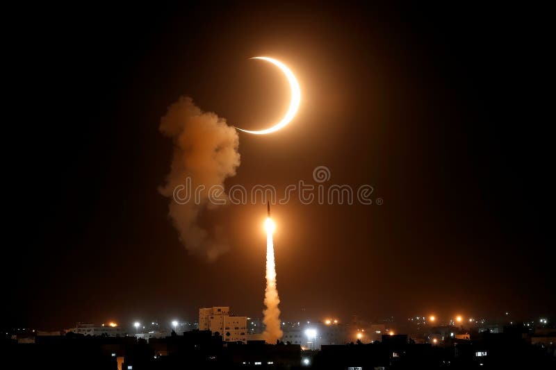 A Missile Launch is Captured during a Partial Solar Eclipse at Night ...