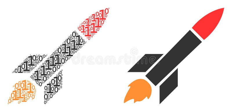 Missile Launch Collage of Binary Digits Stock Vector - Illustration of ...