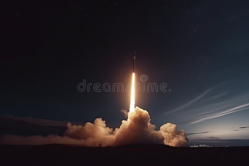 Missile Launch at Night. the Elements of this Image Furnished by NASA ...