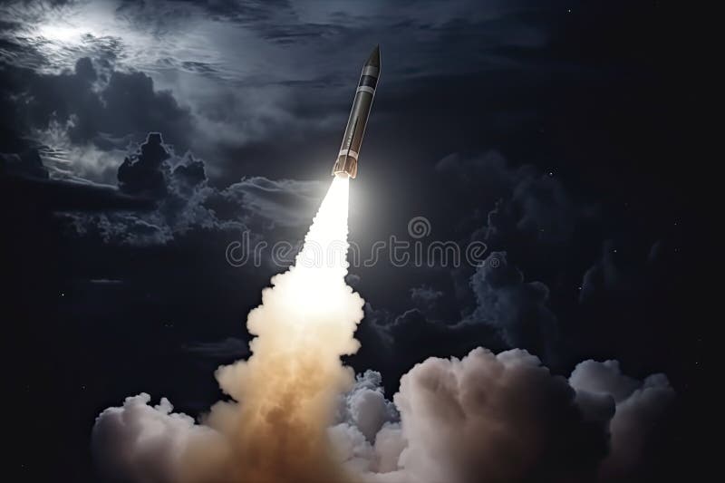 Missile Launch at Night. the Elements of this Image Furnished by NASA ...