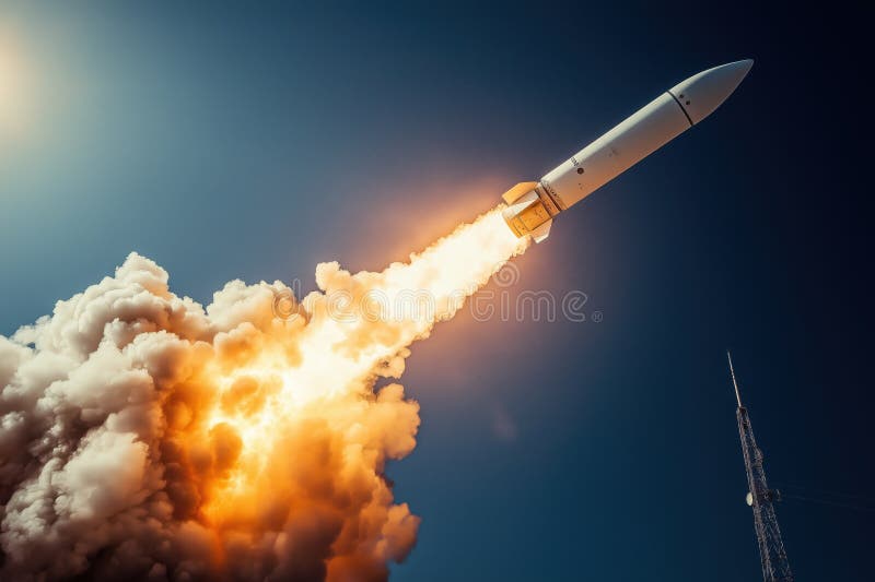 A Missile is Launched into the Sky, Showcasing Advanced Space Defense ...