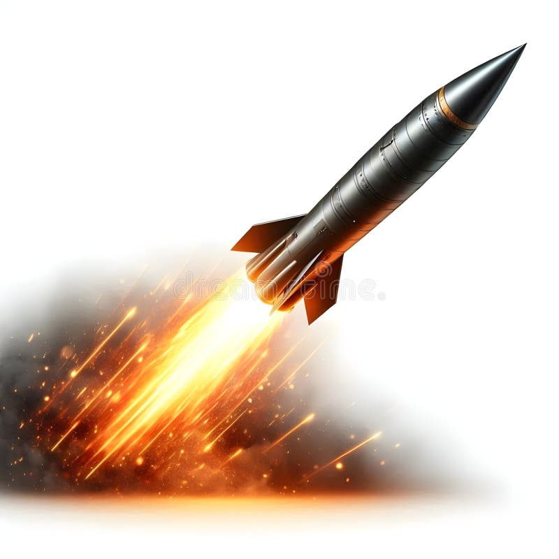 A Missile Launching from a White Background Stock Illustration ...