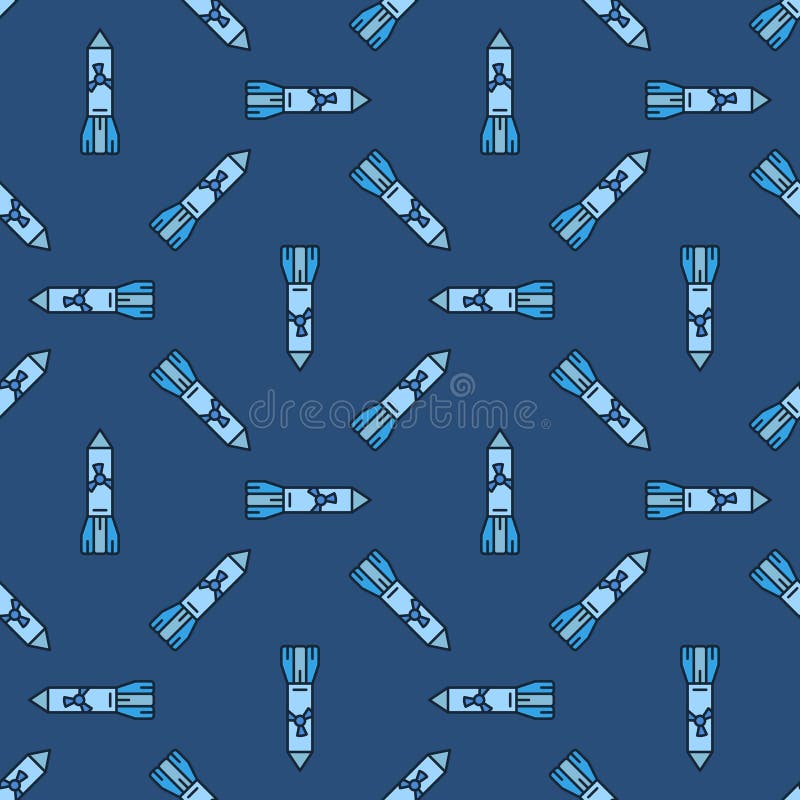 Missile or Rocket with Nuclear Bomb in Space Vector Colored Seamless ...