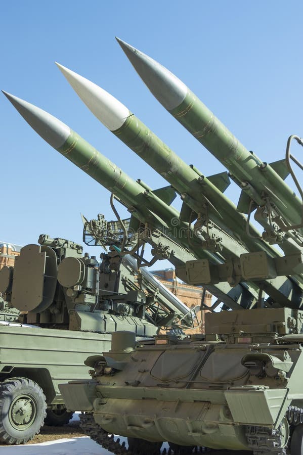 A Rocket Launcher with Three Missiles on a Caterpillar Installation ...