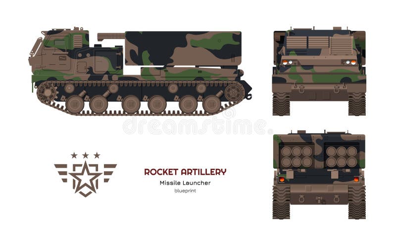 Missile Vehicle in Realistic Style. Rocket Artillery. Side, Front and ...