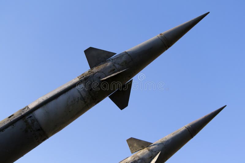 Missiles aimed at the sky stock photo. Image of danger - 53479704