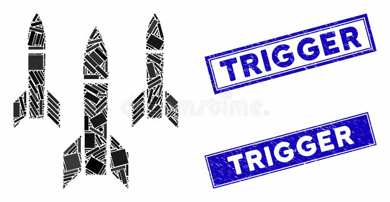 Missiles Mosaic and Distress Rectangle Trigger Watermarks Stock Vector ...
