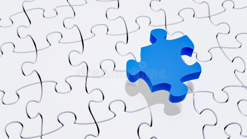 Missing Blue Piece Completing a White Jigsaw Puzzle. Riddle, Solution ...