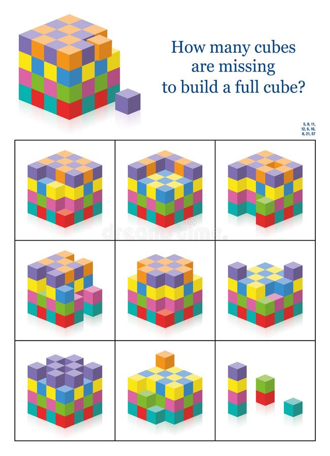 Missing Cubes Counting Game Full Cube Puzzle Riddle Stock Vector ...