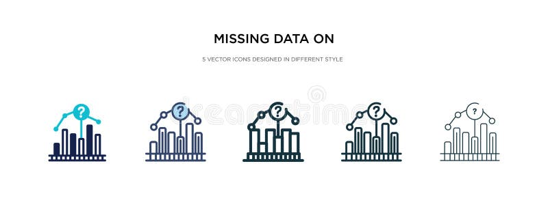 Missing Data on Analytics Line Graphic Icon in Different Style Vector ...
