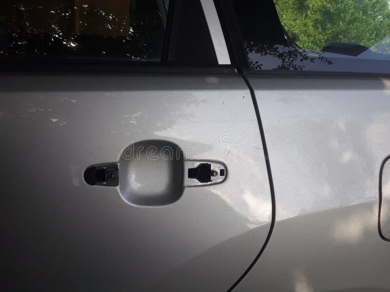 Missing Door Handleâ–ª Silver Compact Car Stock Image - Image of toyota ...