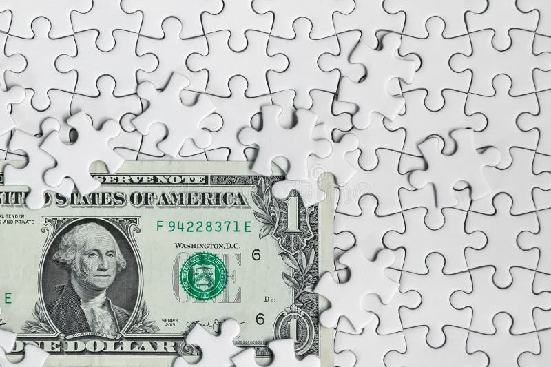Missing Jigsaw Puzzle Pieces on Money Dollar Background, Business ...