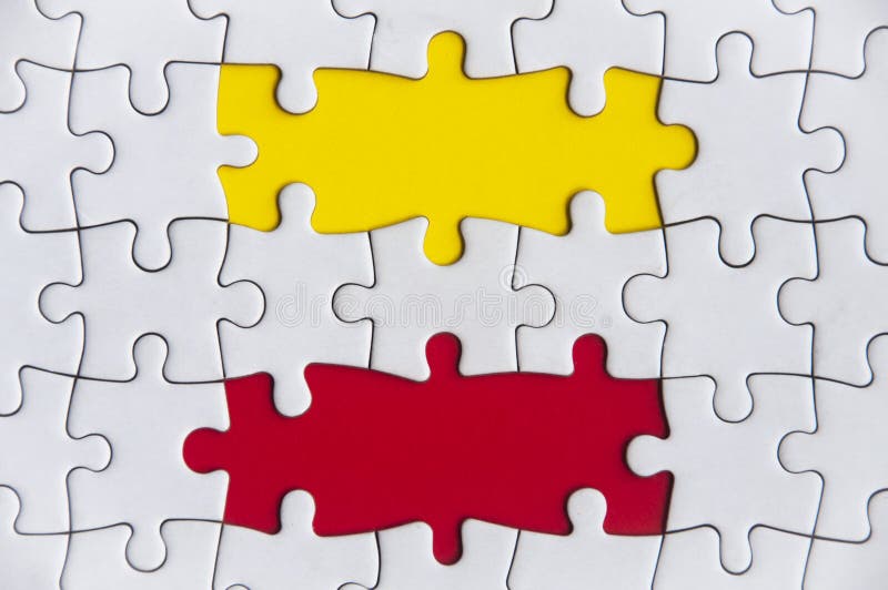 Missing Jigsaw Puzzle in Red and Yellow Color with Customizable Space ...