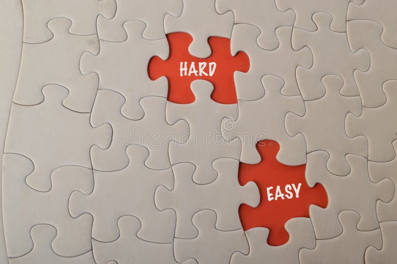 Missing Jigsaw Puzzle with Text HARD and EASY Stock Image - Image of ...