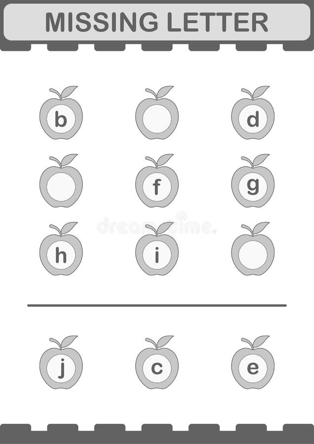 Missing Letter with Apple. Worksheet for Kids Stock Vector ...