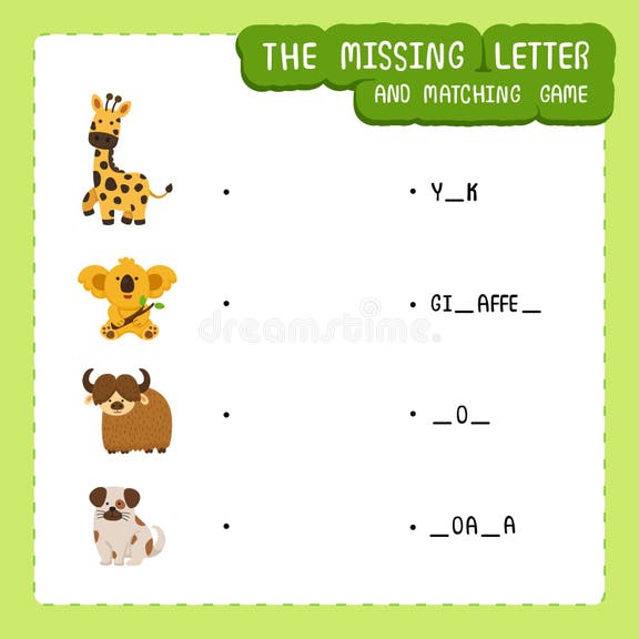The Missing Letter and Matching Game Stock Vector - Illustration of ...