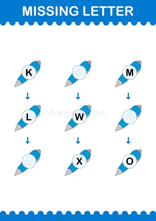 Missing Letter with Marker. Worksheet for Kids Stock Vector ...