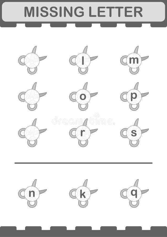 Missing Letter with Scissor. Worksheet for Kids Stock Vector ...