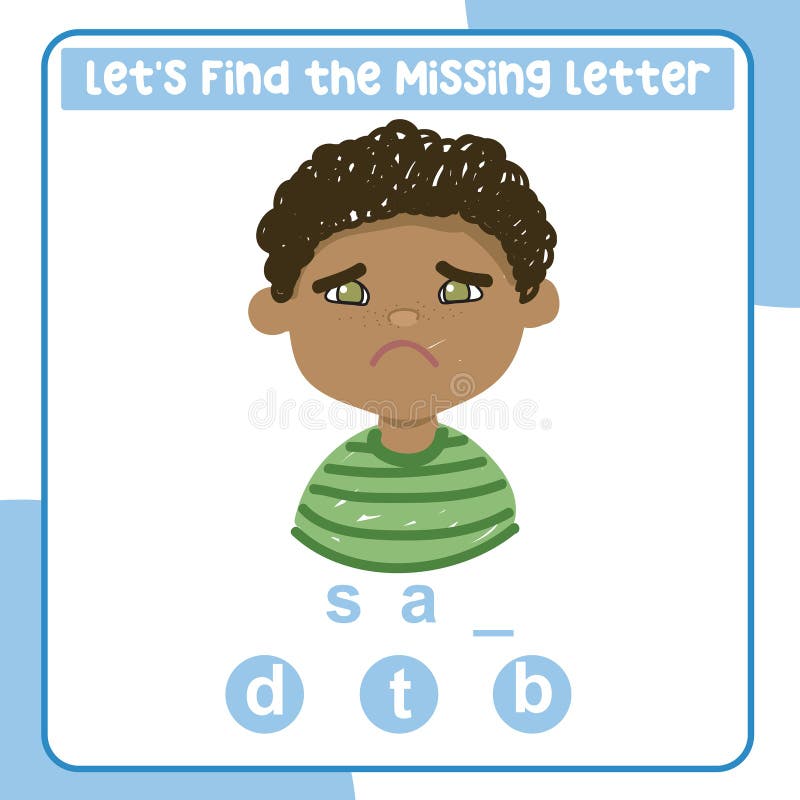 Complete the Missing Letter for Feeling Expression Sad in English ...