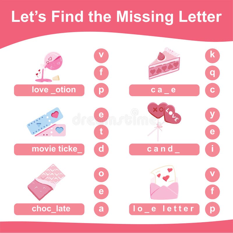 Missing Letter Worksheet for Preschool Stock Vector - Illustration of ...