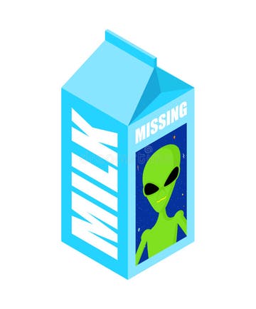 Milk Box Missing Alien. Search for Missing UFO on Milk Packaging ...