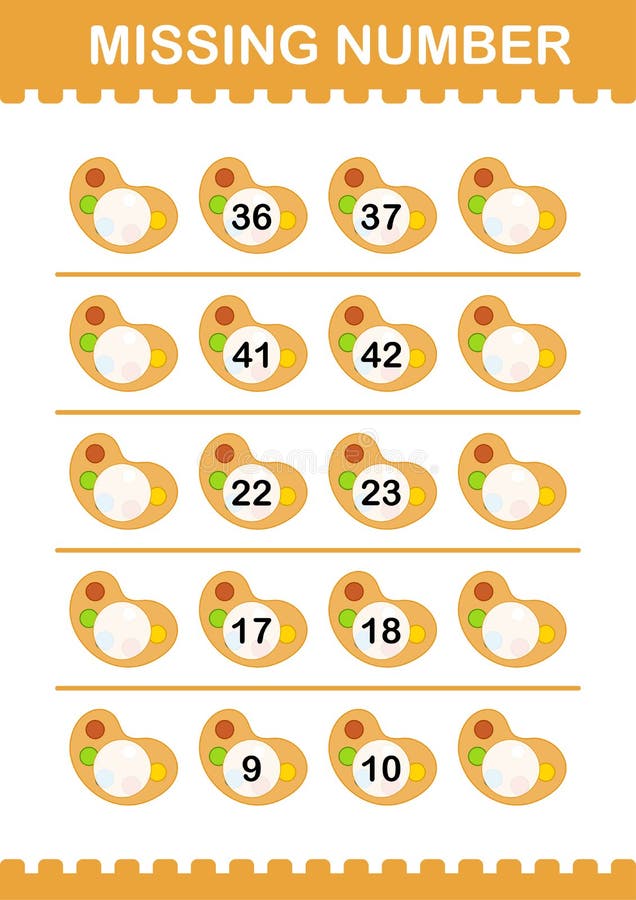 Missing Number with Art Palette. Worksheet for Kids Stock Vector ...