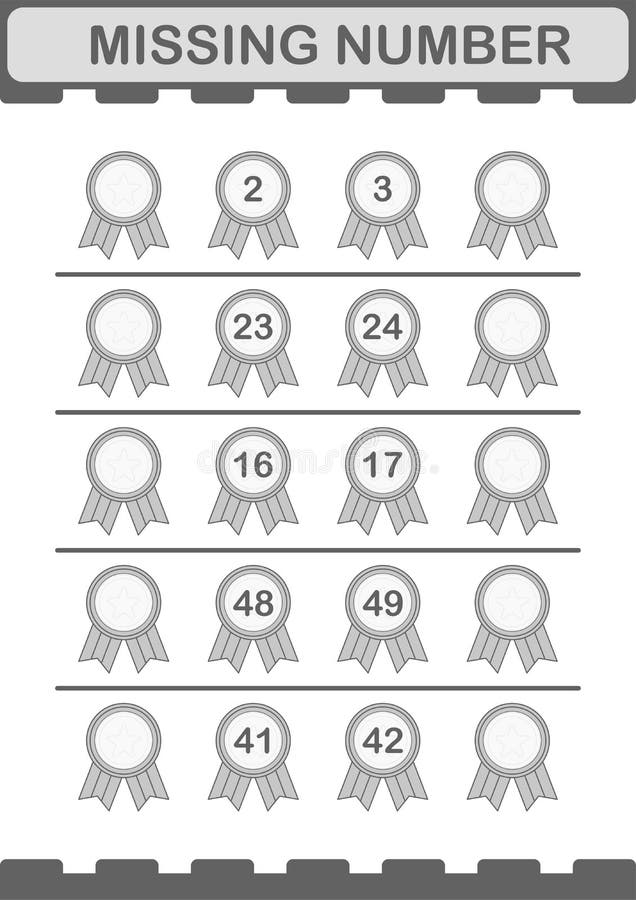Missing Number with Award Medal. Worksheet for Kids Stock Vector ...