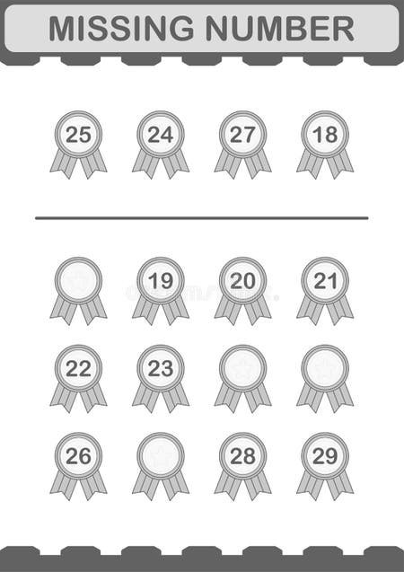 Missing Number with Award Medal. Worksheet for Kids Stock Vector ...