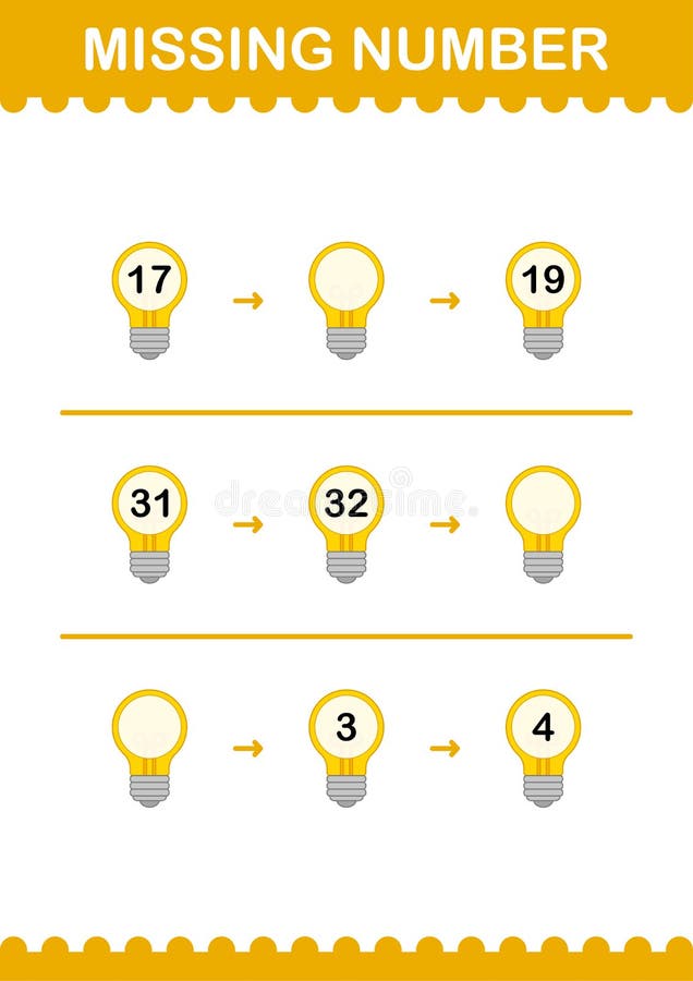 Missing Number with Pencil. Worksheet for Kids Stock Vector ...