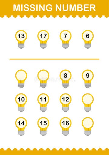 Missing Number with Bulb. Worksheet for Kids Stock Vector ...