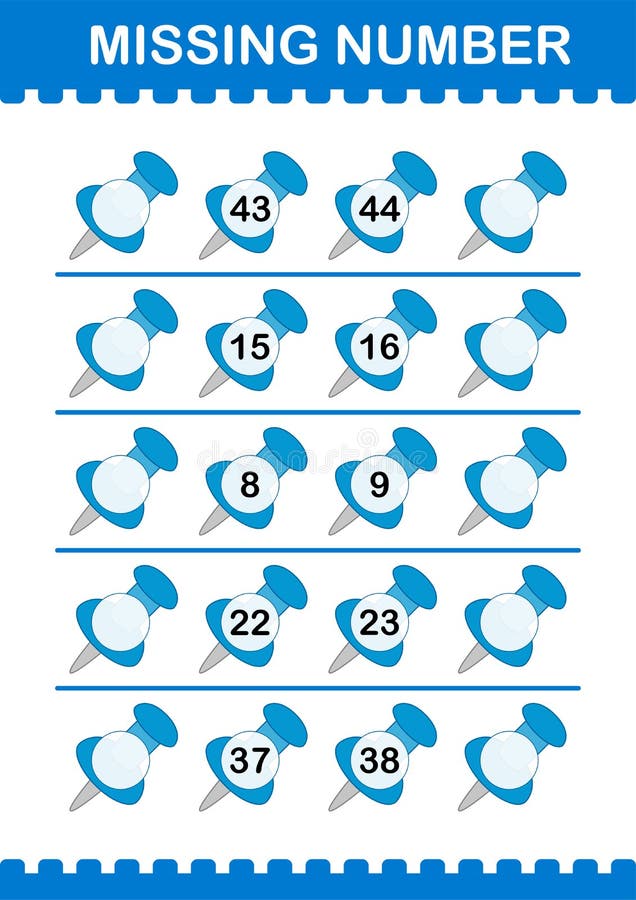 Missing Number with Push Pin. Worksheet for Kids Stock Vector ...