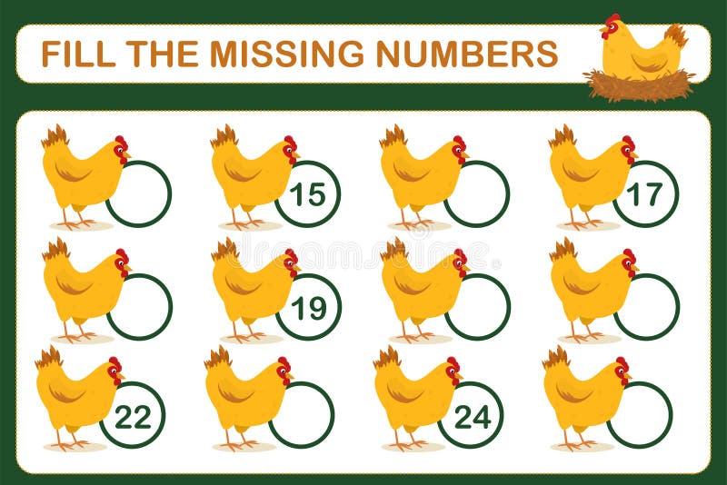 A Children`s Math Game Called `fill in the Missing Numbers`. Vector ...