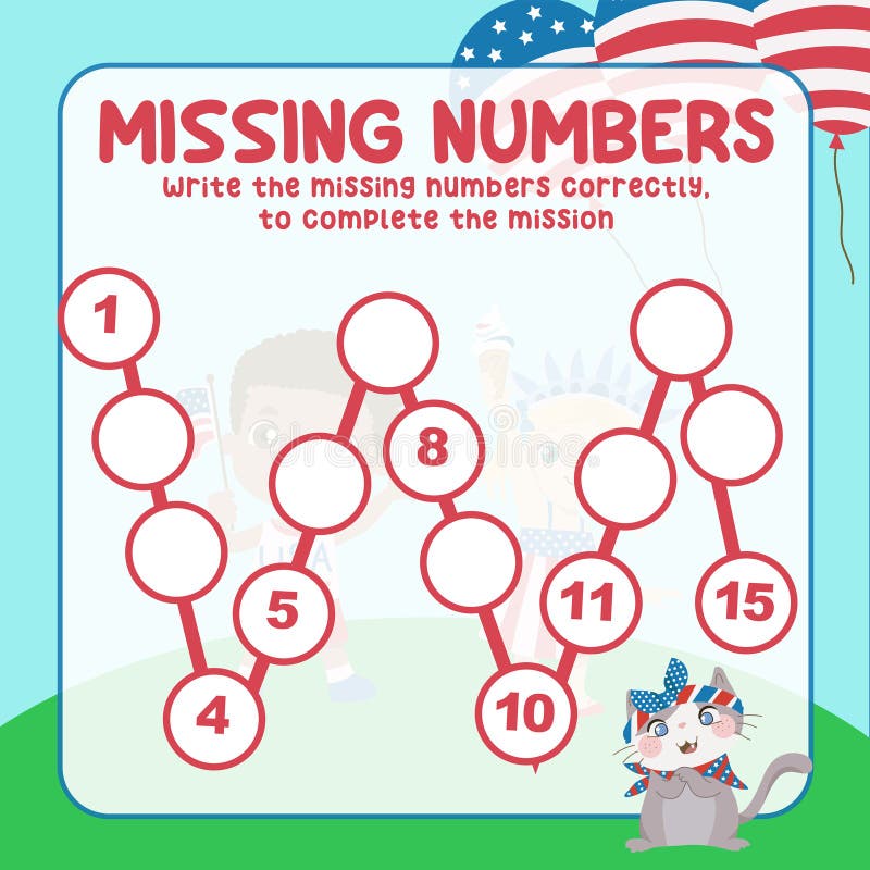 Missing Numbers Worksheet. Write the Answer Correctly. Stock Vector ... Missing Numbers Worksheet. Write the Answer Correctly. Stock Vector ...